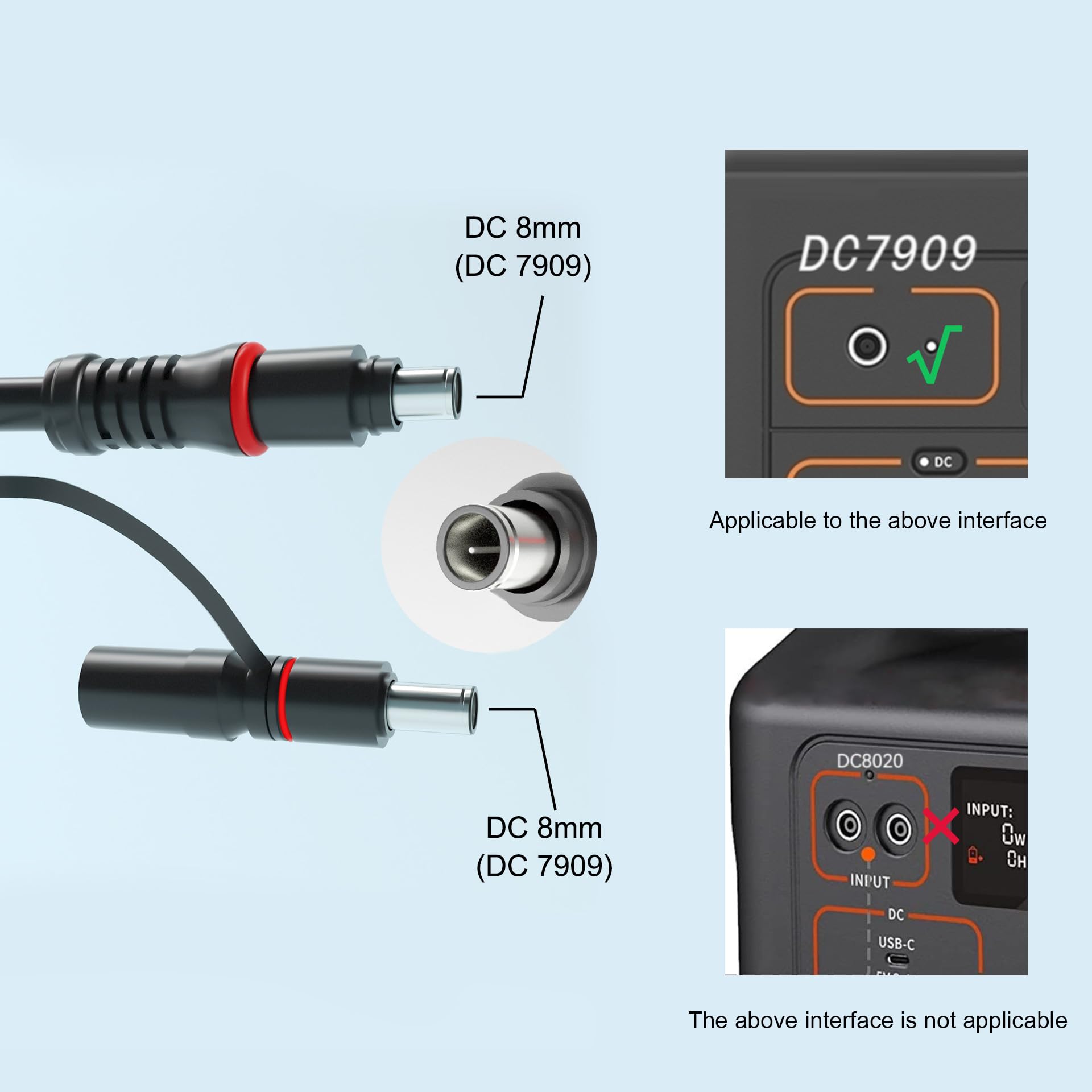 ACCESECO Solar Panel Adapter Solar Panel Connector to DC8mm Adapter Cable for Portable Backup Power Station GZ Jkery Solar Generator 12AWG 3.3ft