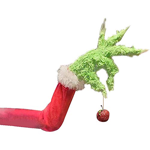 Christmas Elf Body Tree Decorations,Furry Green Elf Head/Arms/Legs for Christmas Tree Decorations,Stole Elf Body Stuffed Stuck Christmas Tree Topper Ornaments for Christmas Party (Elf Arms-24 in)