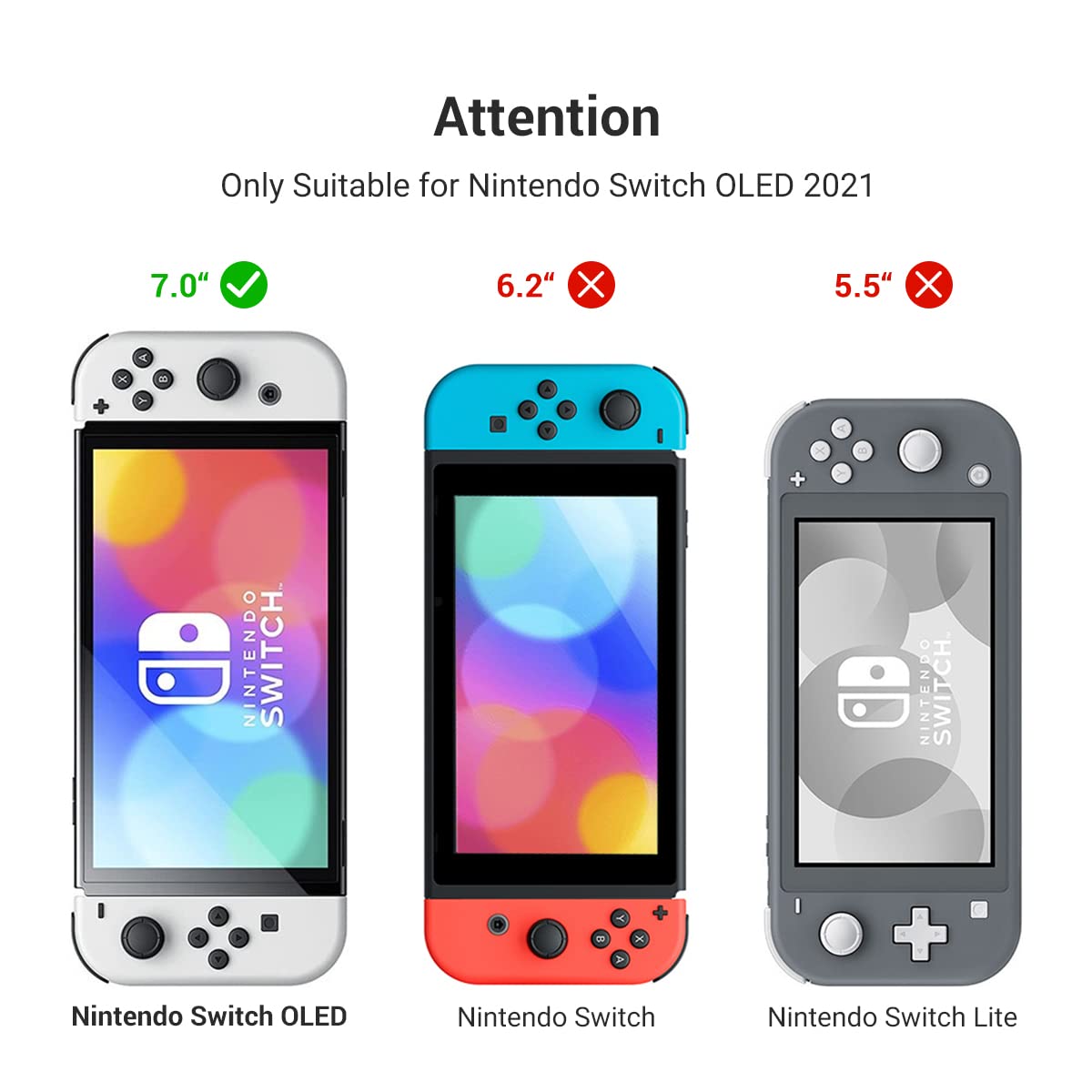 Protective Case for Switch OLED, Dockable Case Compatible with Switch OLED Model 2021, Switch OLED Case Cover with Screen Protector & 2 x Thumb Grip Caps, Pink
