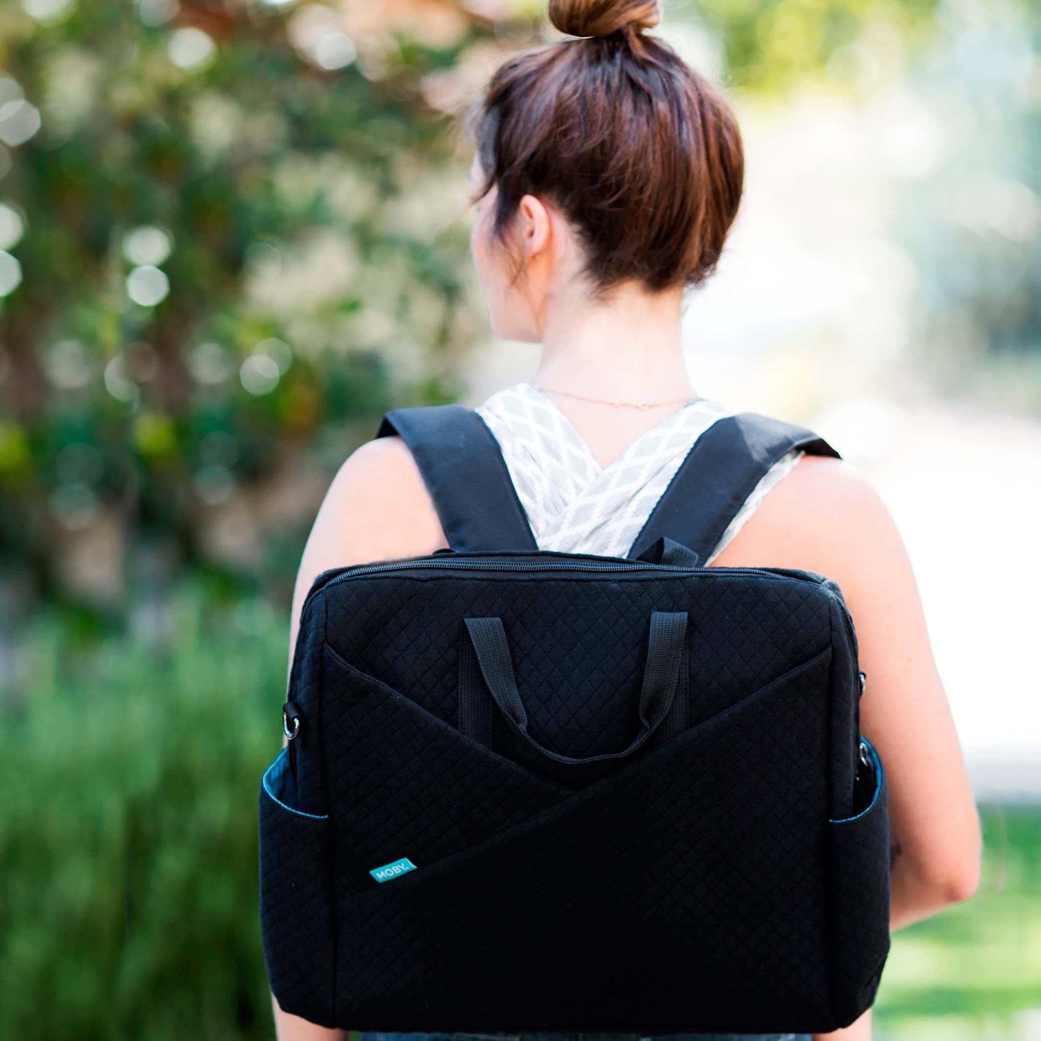 Moby Destination Diaper Bag | Perfect Bag for On-the-Go Parents | Stylish & Sleek Diaper Bag for Mom & Dad | Multi Function Backpack or Messenger Bag - Black