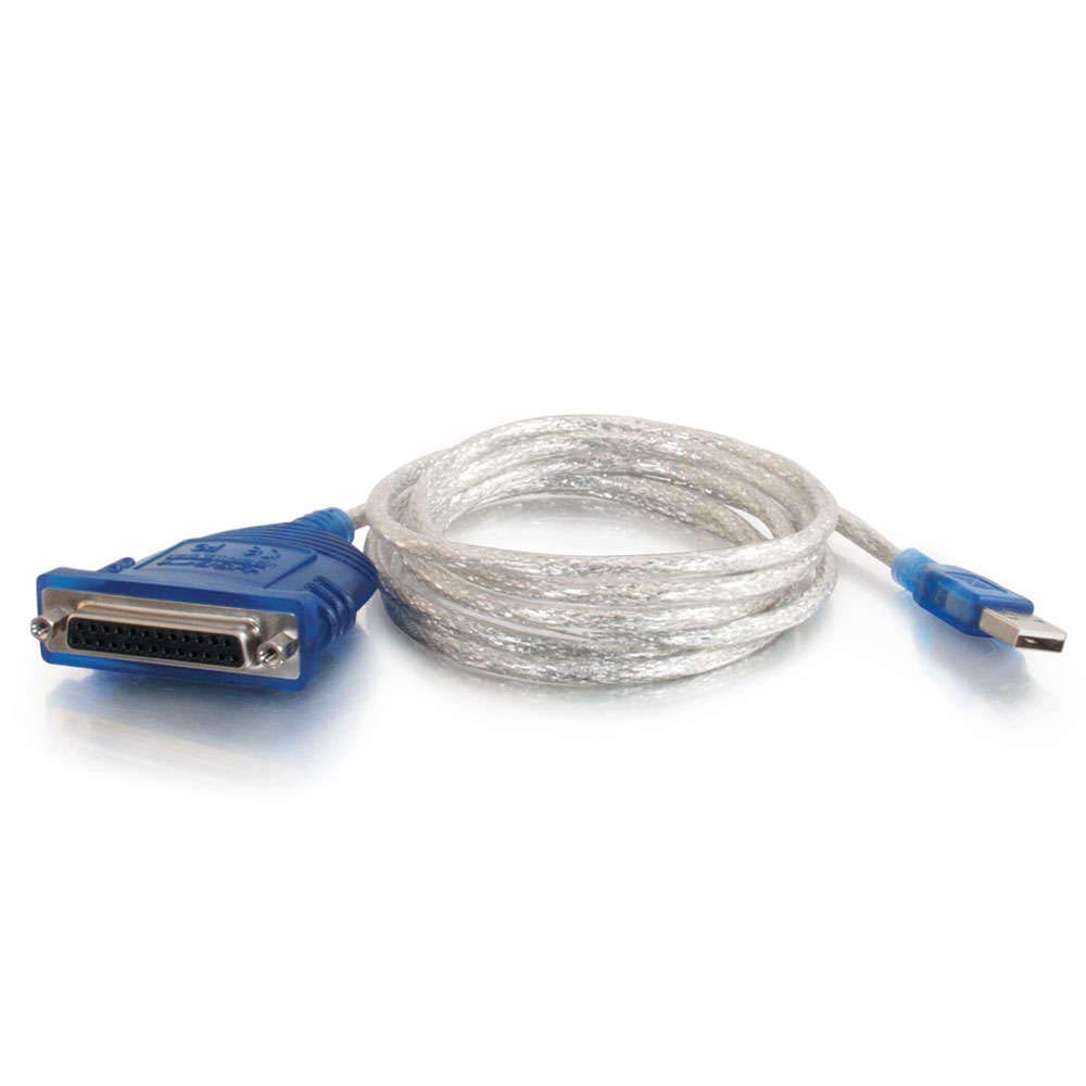 C2G Legrand USB to DB25 Cable, Adapter Convert Cable, 6 Foot USB to Parallel Printer Cable, Printer Adapter Cable, Beige and Blue Printer Adapter, 1 Count, C2G 16899