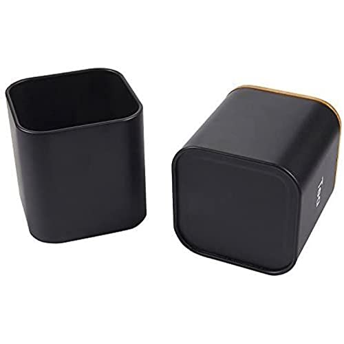 Juvale 3-Piece Set Sugar Tea Coffee Kitchen Canister Set, Black Stainless Steel Containers with Bamboo Lids (48 oz)