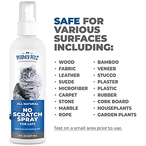 Mighty Petz Cat Repellent Spray for Furniture for Indoor and Outdoor Use β No Cat Scratching Spray β Alcohol Free Cat Deterrent β Cat Spray Behavioral Training Aid β Couch Protector, 8 oz