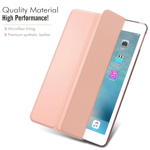 MoKo Case Fit Apple iPad Pro 9.7 Inch 2016 Release Tablet ONLY(A1673/A1674/A1675) - Slim Lightweight Smart Shell Stand Cover with Translucent Frosted Back Protector, Rose Gold (with Auto Wake/Sleep)