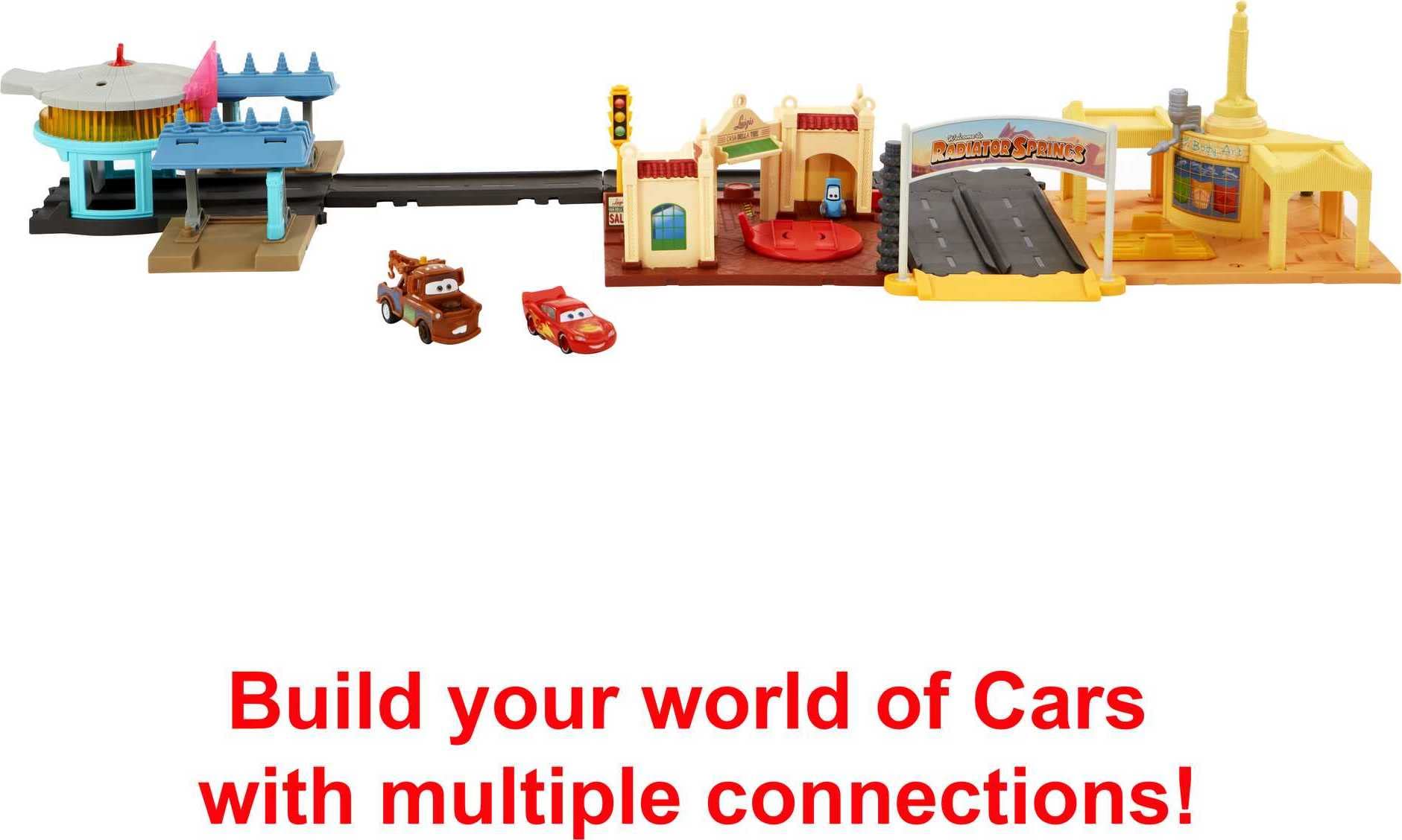 Mattel Disney and Pixar Cars On The Road Playset with 2 Toy Vehicles & Light-Up Countdown, Includes Lightning McQueen & Mater Truck