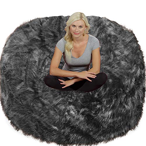 Chill Sack Bean Bag Chair: Giant 6' Memory Foam Furniture Bean Bag - Big Sofa Plush Faux Fur Cover