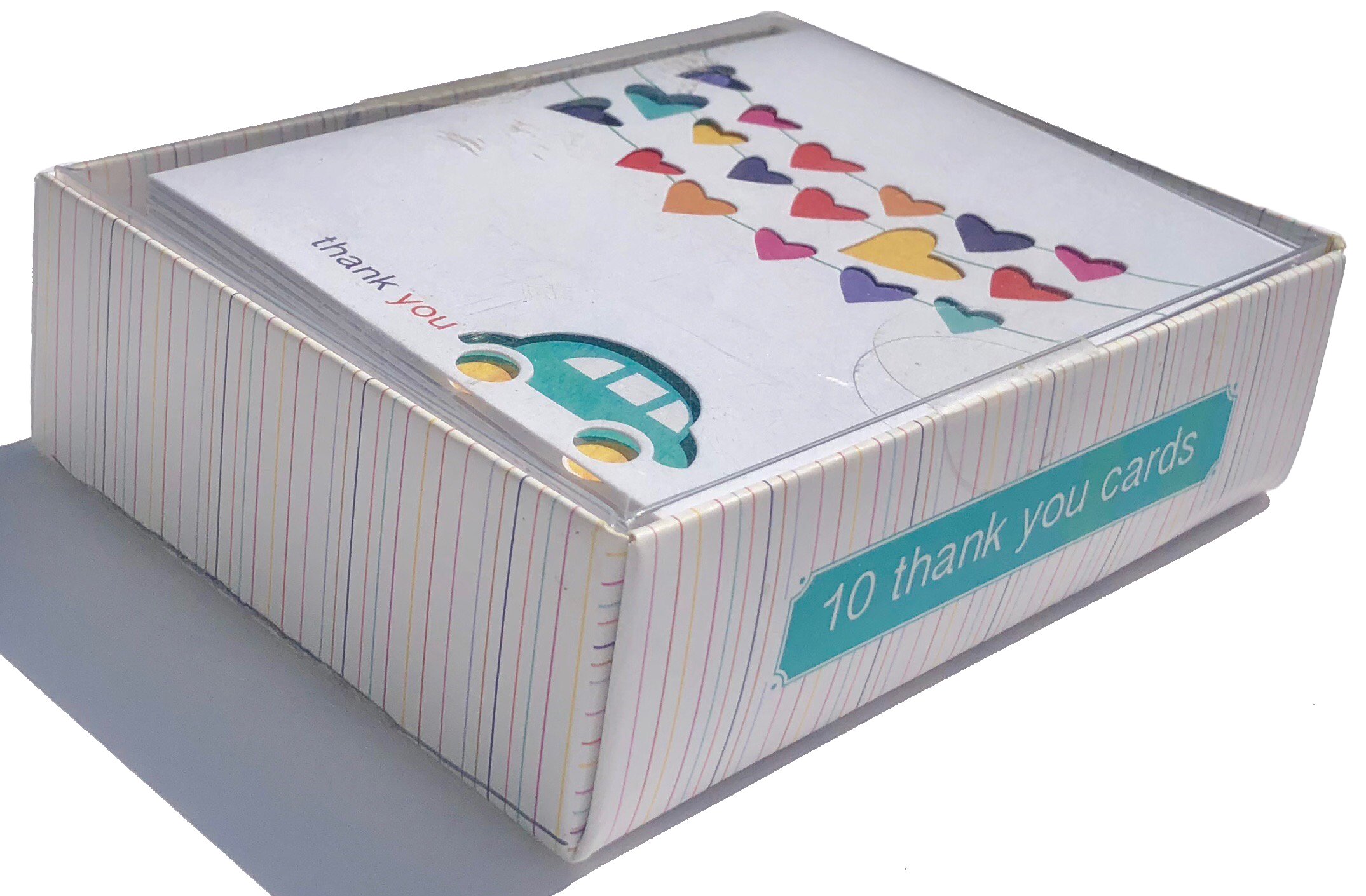 Molly & Rex Window Boxed Set of 10 Laser Cut Thank You Blank Cards, Love Bug Heart Line 97667