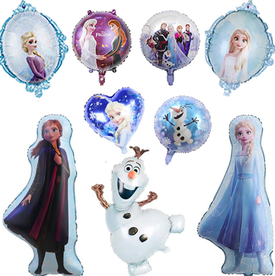 9pcsFrozen Birthday Party Balloons, Frozen Birthday Decorations, Elsa Anna,Olaf Balloon Decorations,Frozen Balloon Kit for Kids and Boys Girls Birthday Party…
