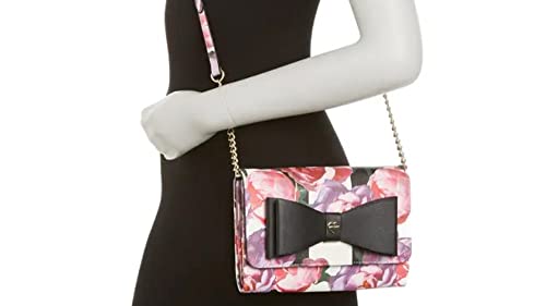 Betsey Johnson Dani Floral Printed Crossbody with Bow Black Floral One Size