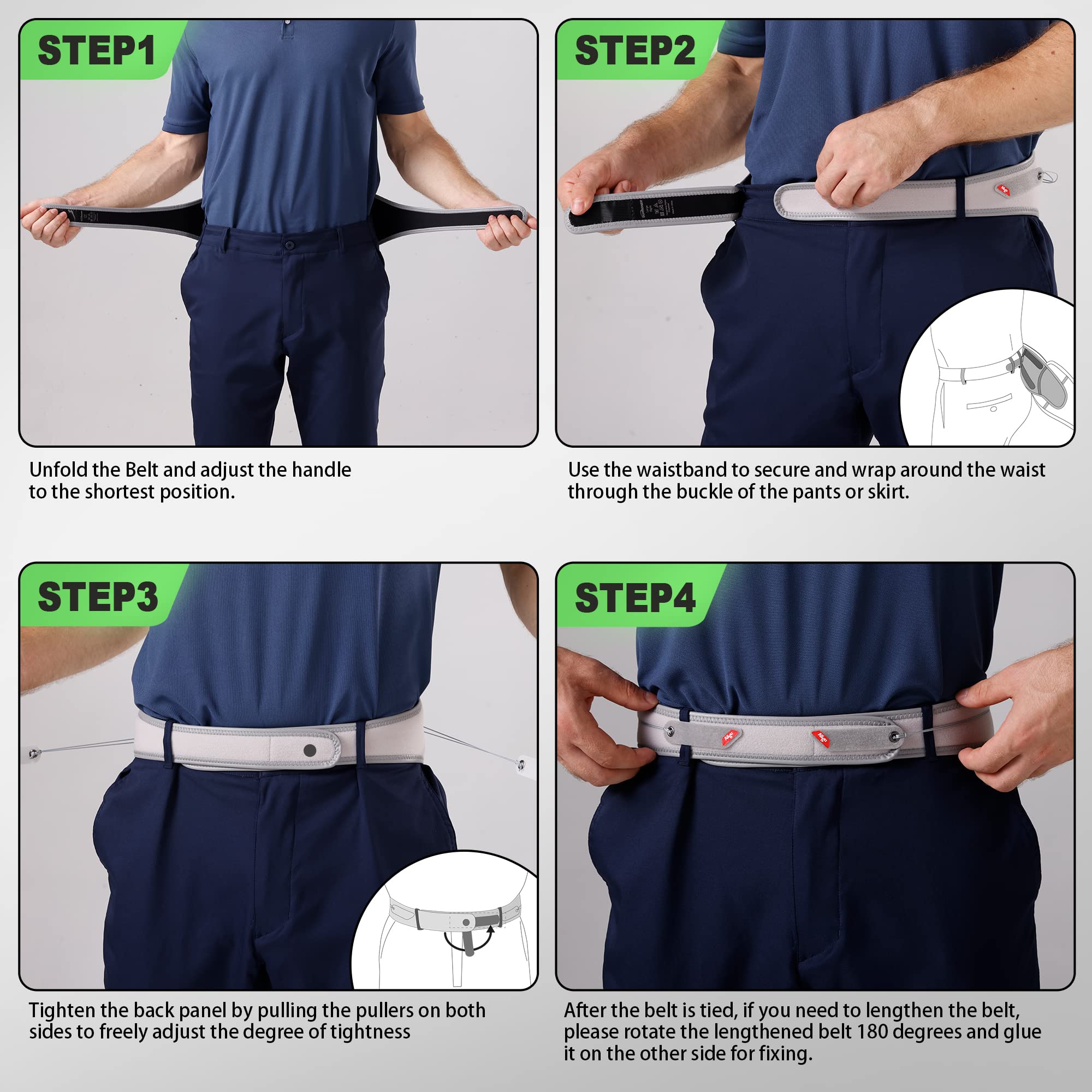 Allgu SS-Belt Back Brace with Removable Pad,Lumbar Support Belt for Women & Men - Comfortable, Firm and Adjustable - Relief Lumbar Pain - Large Size,Black
