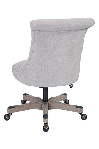 OSP Home Furnishings Hannah Tufted Office Chair with Adjustable Height and Grey Wood Base, Fog Fabric