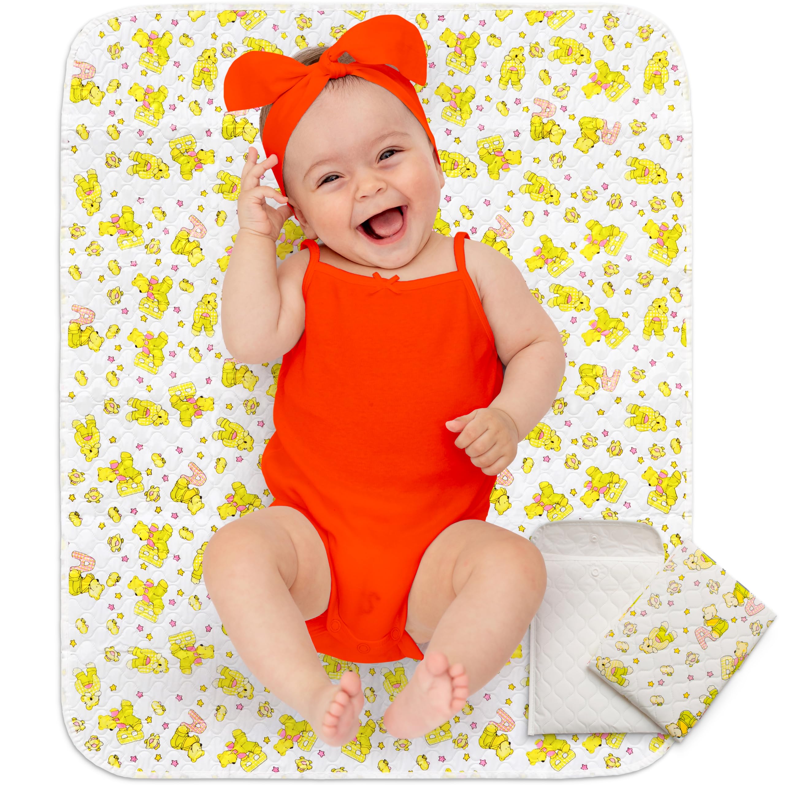 Changing Mat - Biggest Waterproof & Reusable Portable Changing Pad 25.5"x31.5" for Change Diaper in Any Places On The Go - Wipeable Compact Baby Change Cover Liner - Unisex Design for Girls & Boys