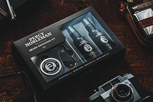 Percy Nobleman Beard Grooming Kit. Signature Scented Beard Oil 50ml. Beard Wash 50ml. Beard Balm 20ml. Beard Comb.