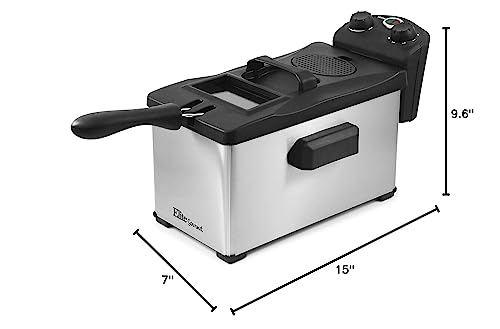 Elite Gourmet EDF-3500# Electric Immersion Deep Fryer. Removable Basket, Timer Control Adjustable Temperature, Lid with Viewing Window and Odor Free Filter