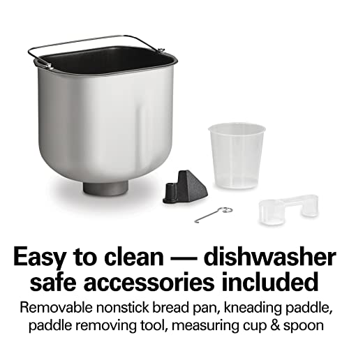 Hamilton Beach Bread Maker Machine, Digital, Programmable, 12 Settings + Gluten Free, Dishwasher Safe Pan + Kneading Paddle, 2 lb Capacity, Black (29982)