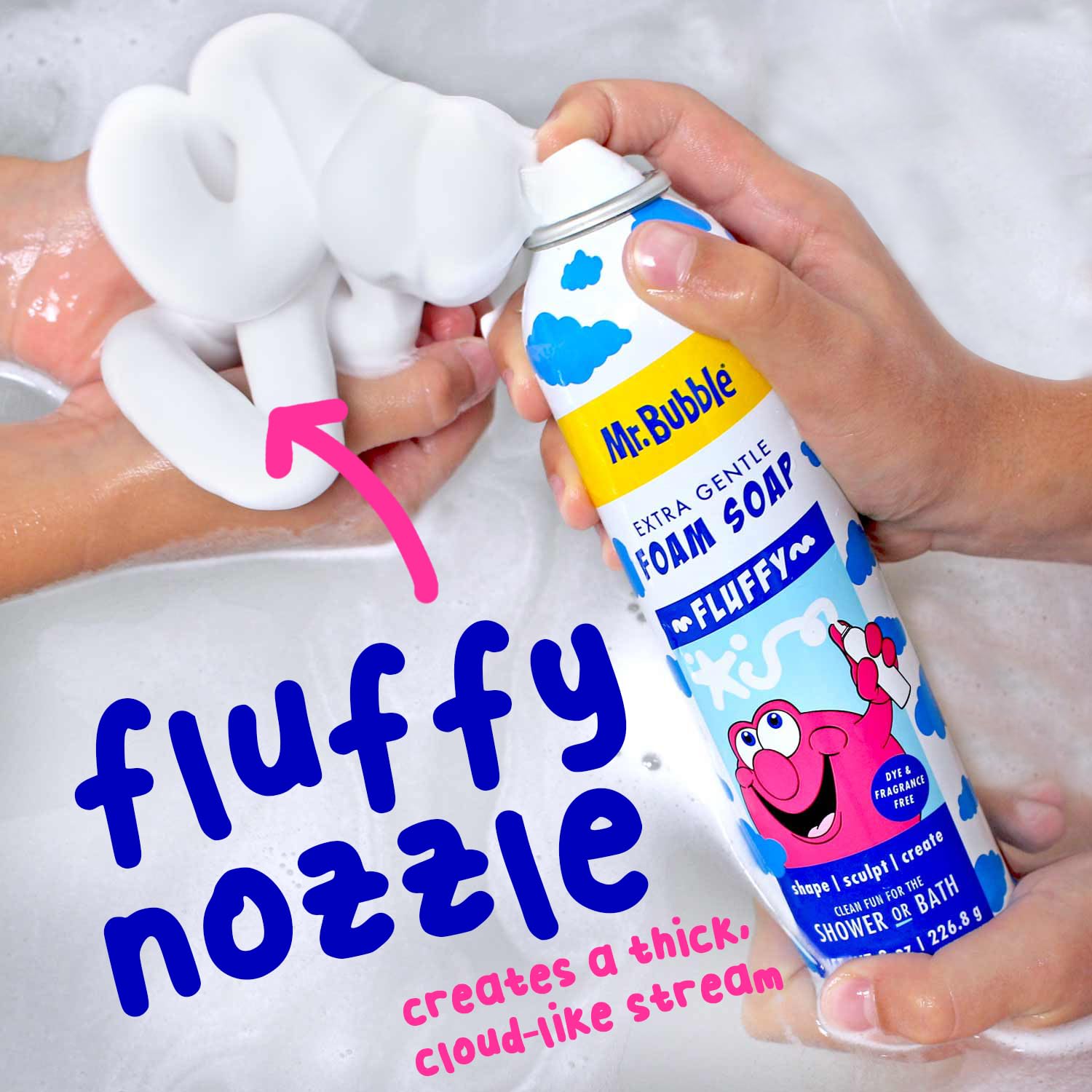 Mr. Bubble Extra Gentle Foam Soap - Fragrance Free Kids Hand and Body Wash 8OZ, Pack of 6