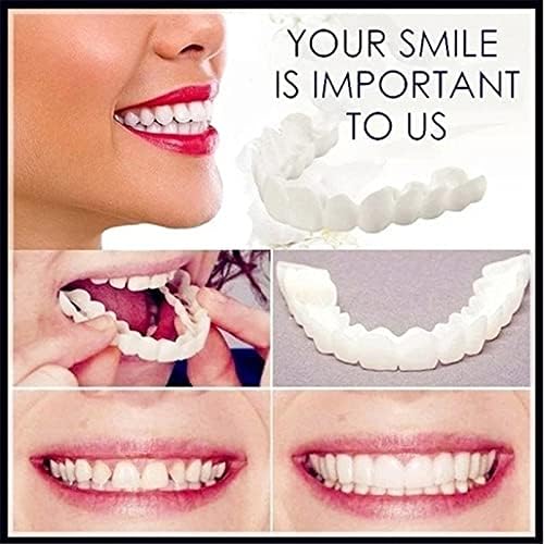CHNLML Denture Teeth Temporary Fake Teeth Snap on Veneers, Simulation Braces Snap On Smile Tooth Cover Perfect Whitening One Size Fits Most Comfortable Denture to Make,Fix Confident Smile (2 Pcs)