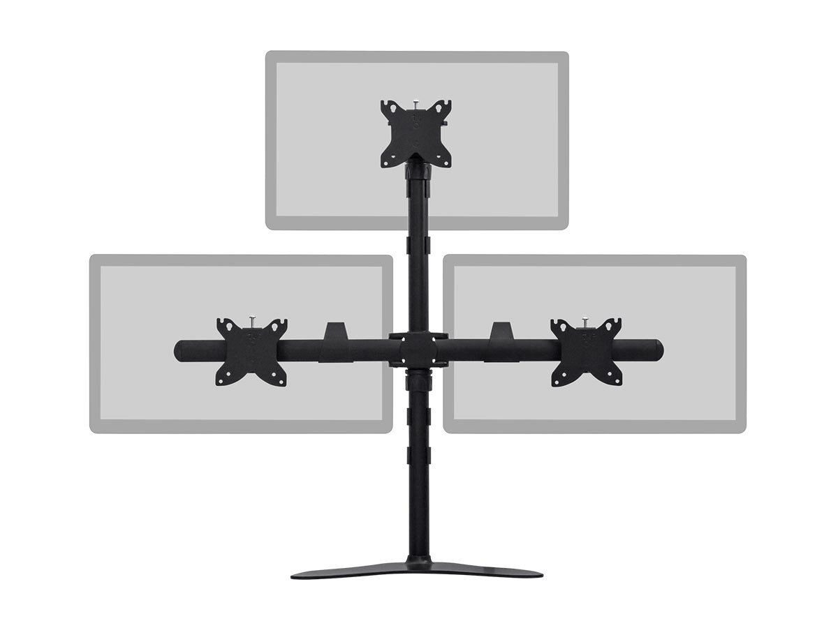 Monoprice Triple Monitor Pyramid Free Standing Desk Mount 1534; - 3034;, Black, Model:115707