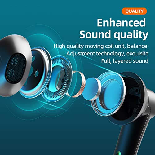 BANAAO Bluetooth 5.0 Wireless Digital Display Earbuds - IPX5 Waterproof Touch-Control Wireless Mini Stereo Noise Cancellation Earphones with Charging Case for Office Outdoor Sport Working