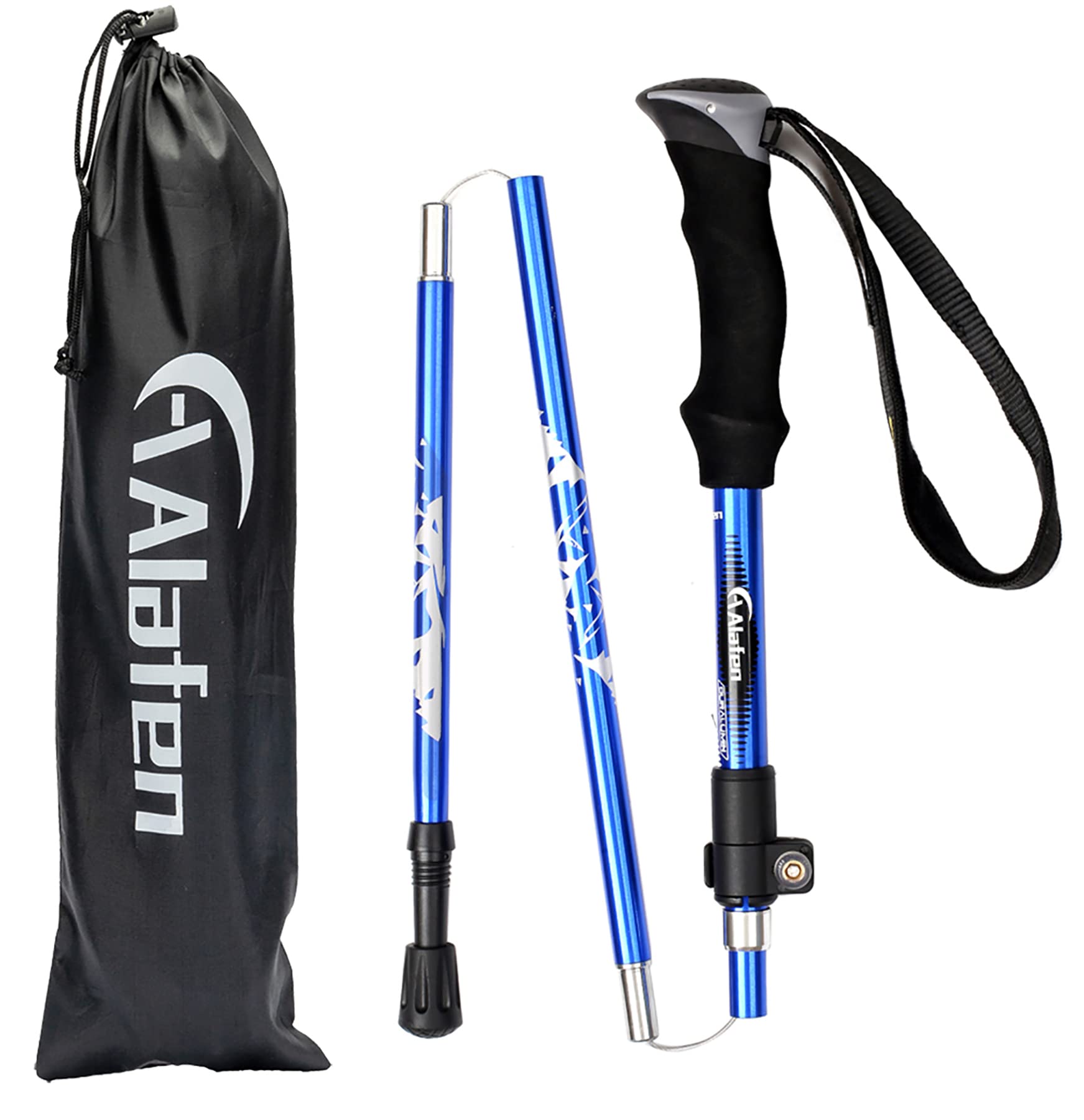 A ALAFEN Aluminum Collapsible Ultralight Travel Trekking Hiking Pole for Men and Women, Blue 1PC