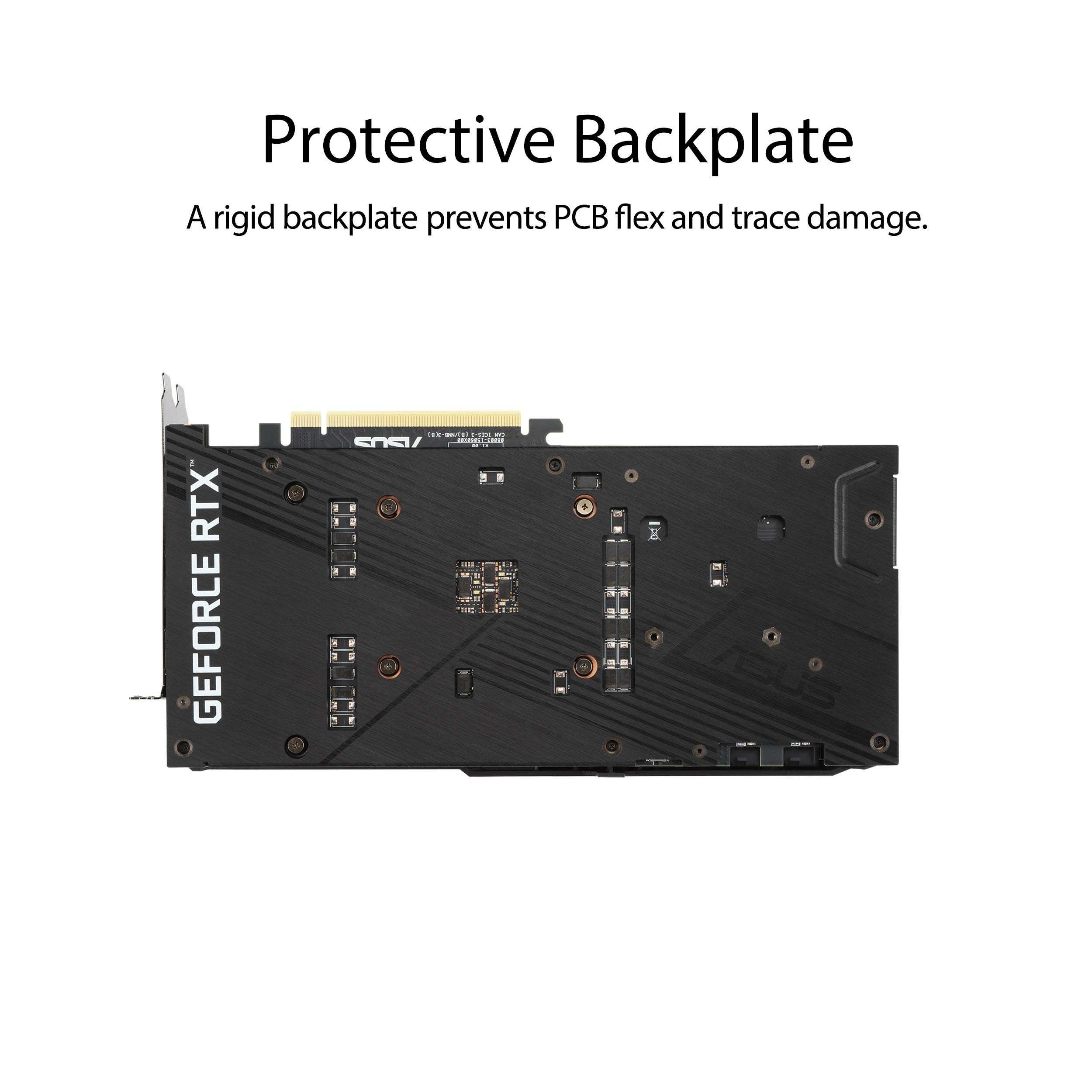 Asus Dual NVIDIA GeForce RTX 3070 V2 OC Edition Gaming Graphics Card (PCIe 4.0, 8GB GDDR6 Memory, LHR, HDMI 2.1, DisplayPort 1.4a, Axial-tech Fan Design, Dual BIOS, Protective Backplate)