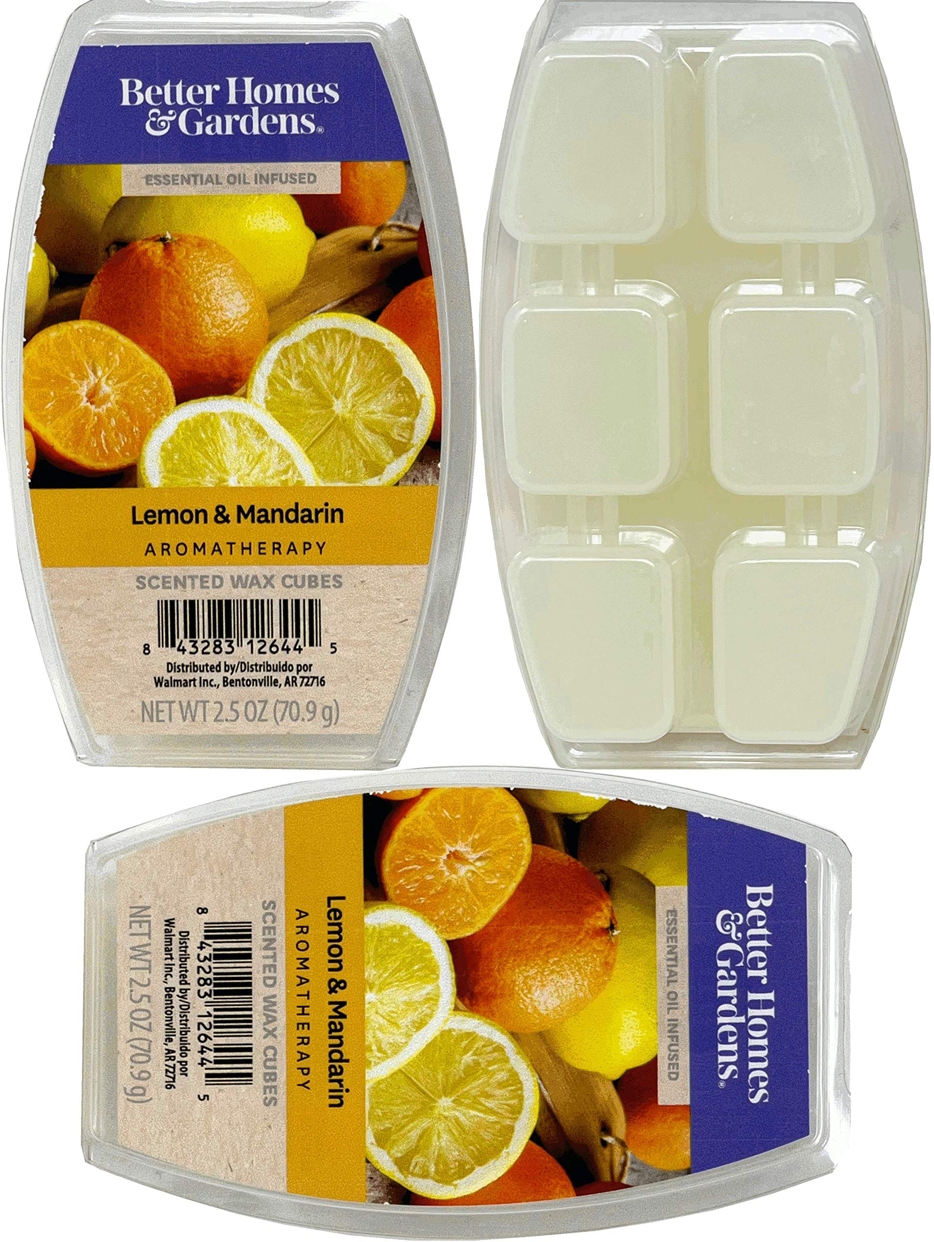 Better Homes & Gardens. Lemon and Mandarin Essential Oil Infused Wax Cubes - 3-Pack, White, 2.5oz (71g) x 3, (RP-12644x3)
