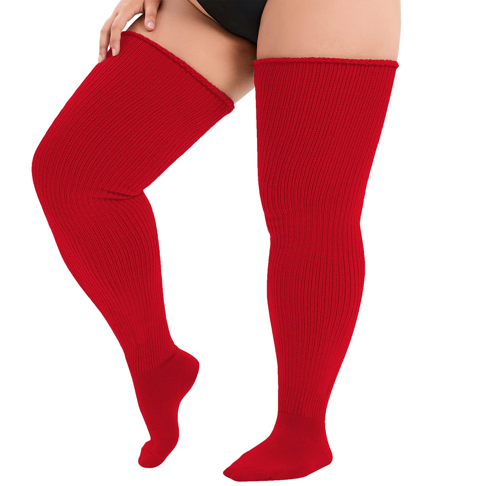 American Trends Christmas Socks Womens Plus Size Thigh High Socks Knee High Socks, Plus Size Stockings Leg Warmers Red