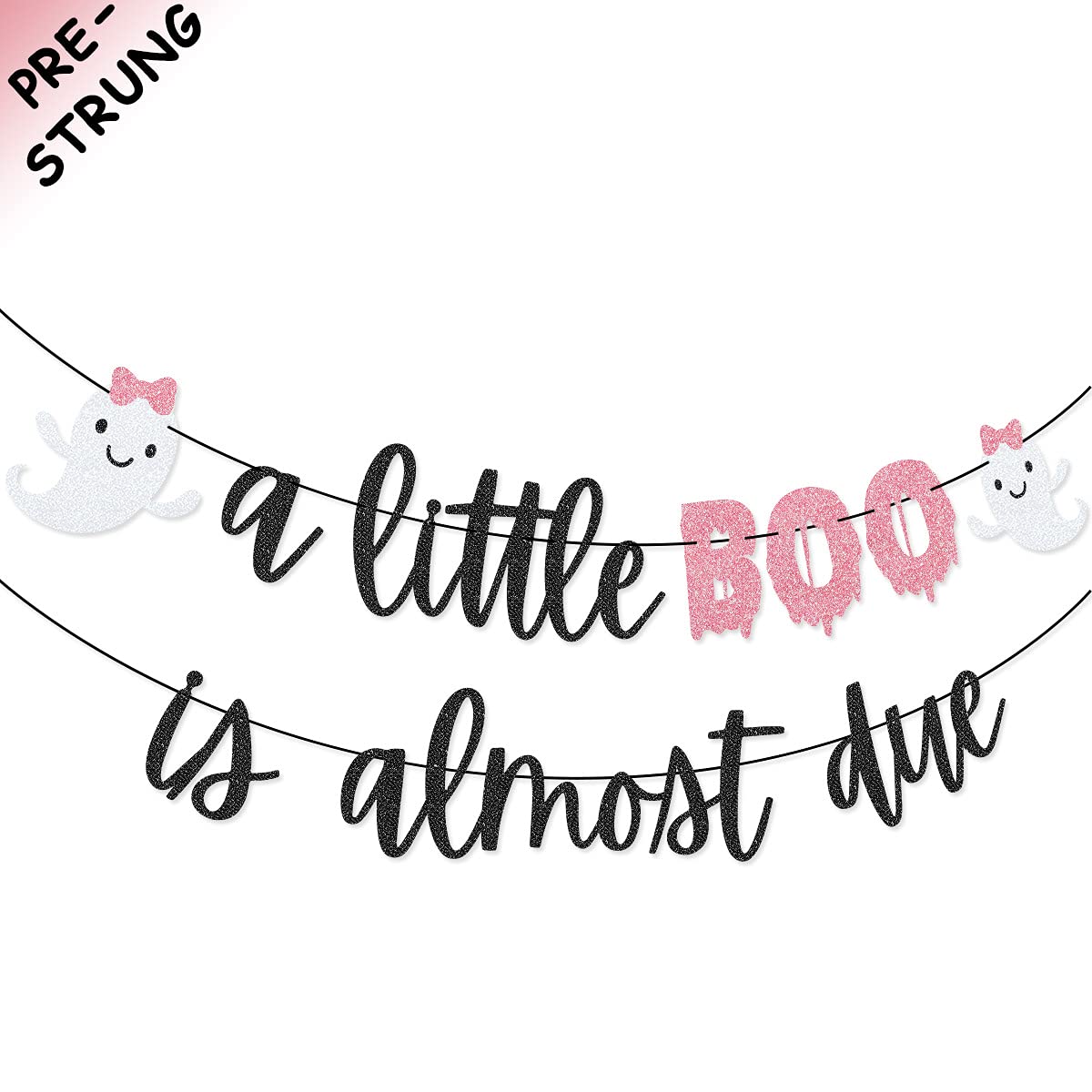 A little Boo Is Almost Due Banner for Halloween Girl Baby Shower Pink Black Girl Halloween Party Decorations