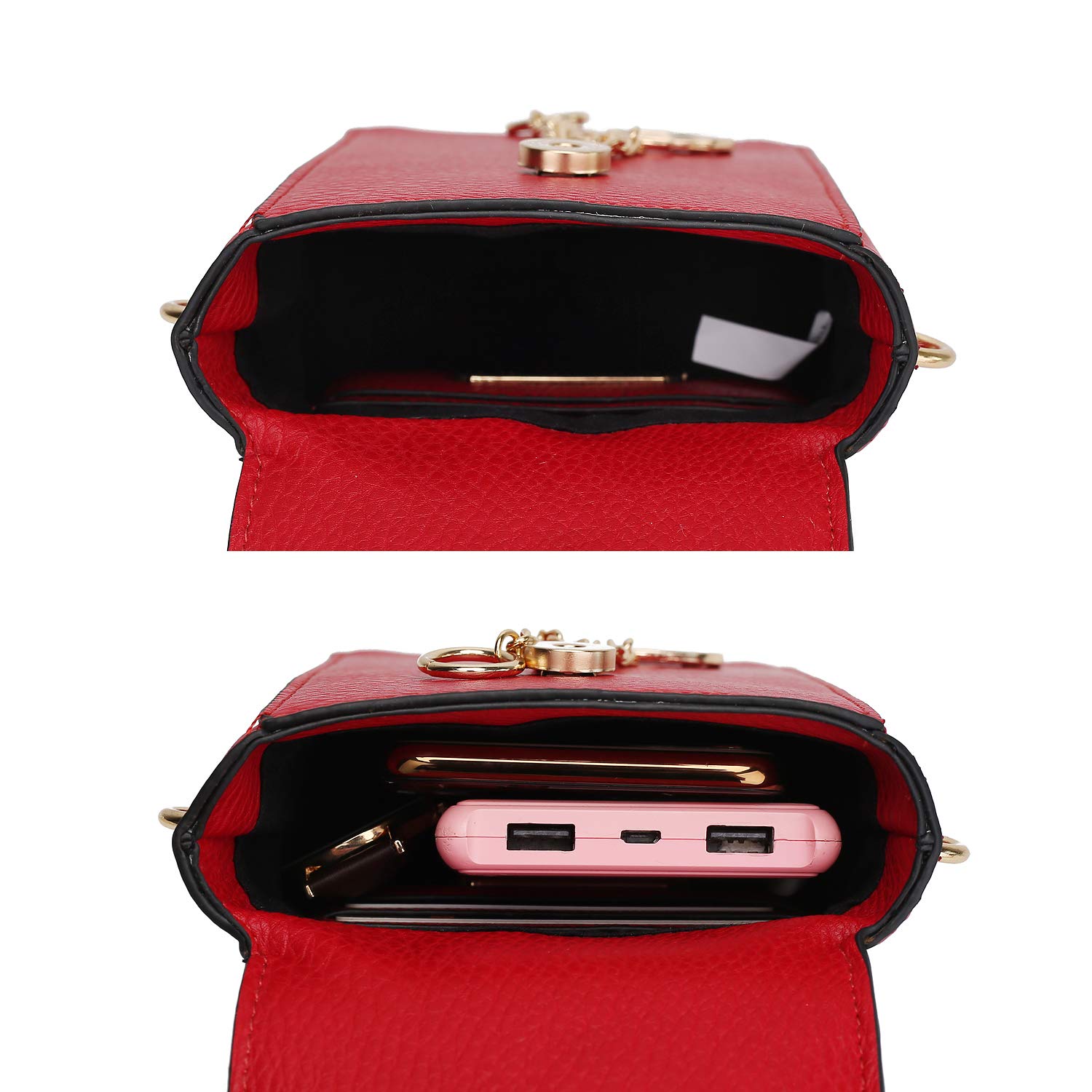 MKF Collection Crossbody Cellphone Purse for Women – PU Leather Wallet Handbag, Wristlet Strap Clutch Bag Card Slots Black