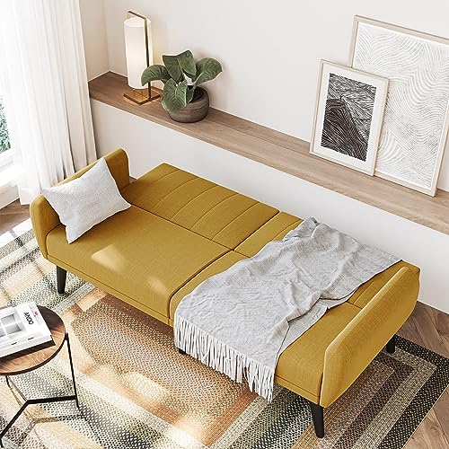 BELLEZE Convertible Sofa Bed, Modern Loveseat, Sleeper Sofa, Futon Couch for Living Room, Guest Room, Garage - Melrose (Yellow)