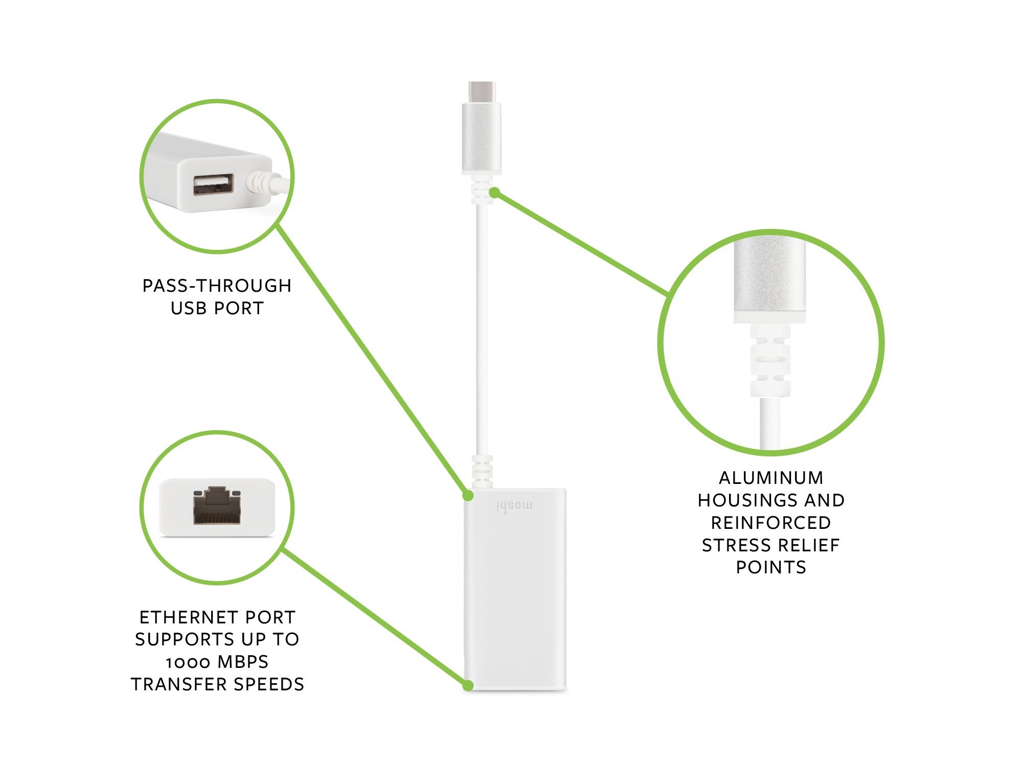 Moshi USB-C to Gigabit Ethernet Adapter - Silver
