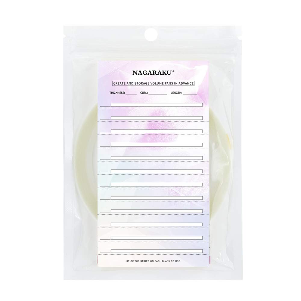 NAGARAKU Eyelash Extension Storage Card Premade Fans Volume Lash Storage 2mm Sticky Strip False Eyelashes Paper Card (20 Sheets with 1 Roll Tape)