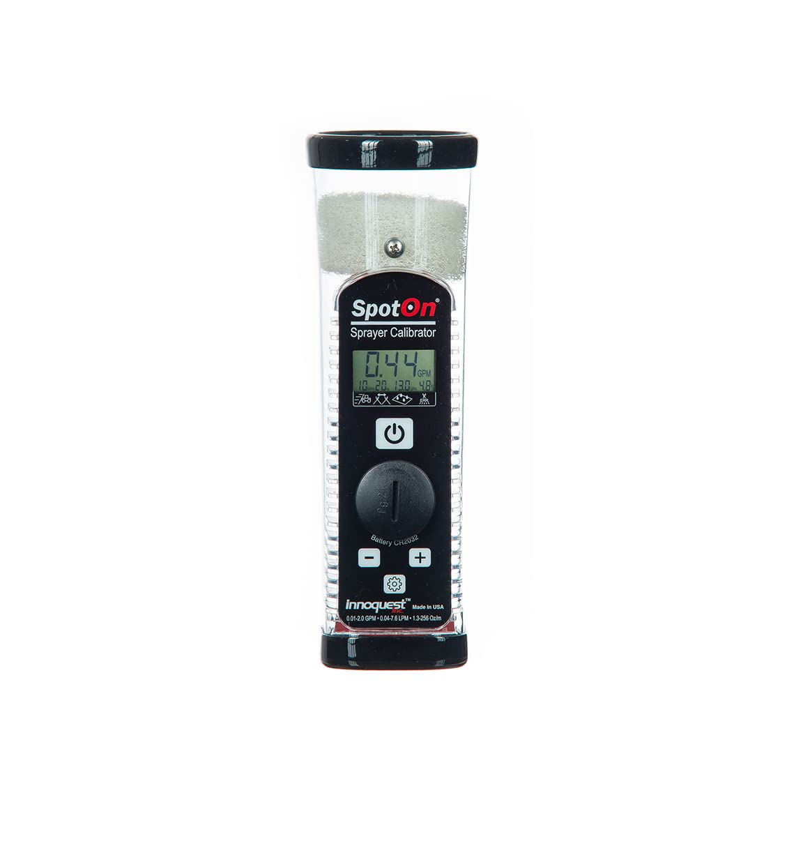 SpotOn SC-2 Sprayer Calibrator - Digital Nozzle Flow Meter for Precise Chemical Application - Pesticide & Fertilizer Rate Calculator - Quickly Check Flow Rate of Sprayer Nozzles