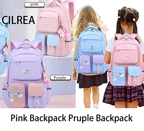 CILREA Backpack for Girls,School Backpack for Girls, Cute Book Bag with Compartments for Teen Girl Kid Students Elementary Middle School, Kids' School Bag, Pink