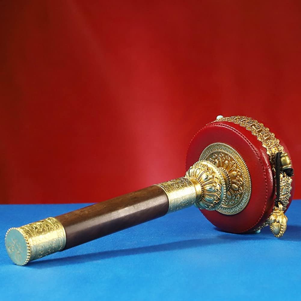 Om Mani Padme Hum Prayer Wheel, Premium Hand Held Tibetan Buddhist Copper Handmade Prayer Wheel with Mantra Scroll, Buddha Religion Scriptures Prayer Wheel for Spiritual Blessing,Meditation&Relaxation
