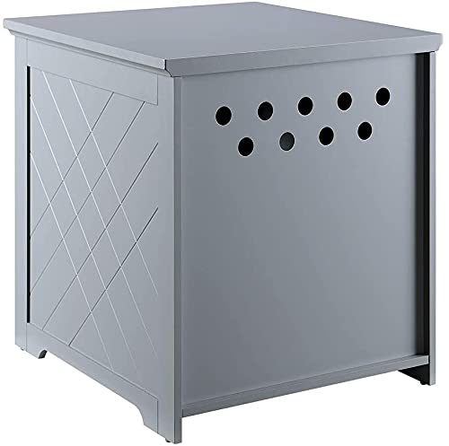 unipaws Cat Litter Box Enclosure with Mat, Privacy Cat Washroom, Litter Box Hidden, Pet Crate with Sturdy Wooden Structure, Cat House Nightstand