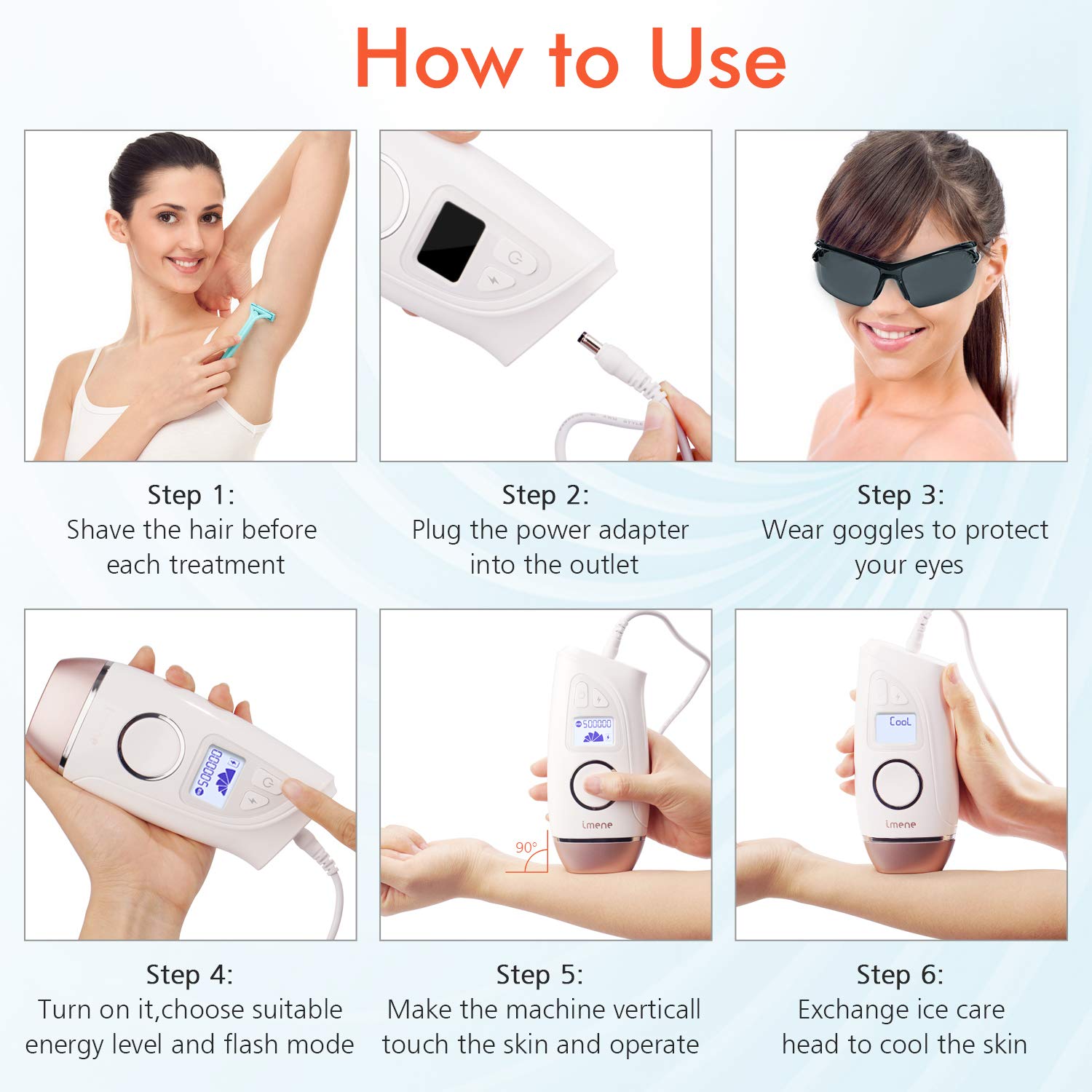 IMENE Permanent Hair Removal Machine for Women & Men, 500,000 Flashes IPL Hair Removal System with Ice Care Function for Full Body Home Use Hair Removal-Safest and Fastest IPL Technology