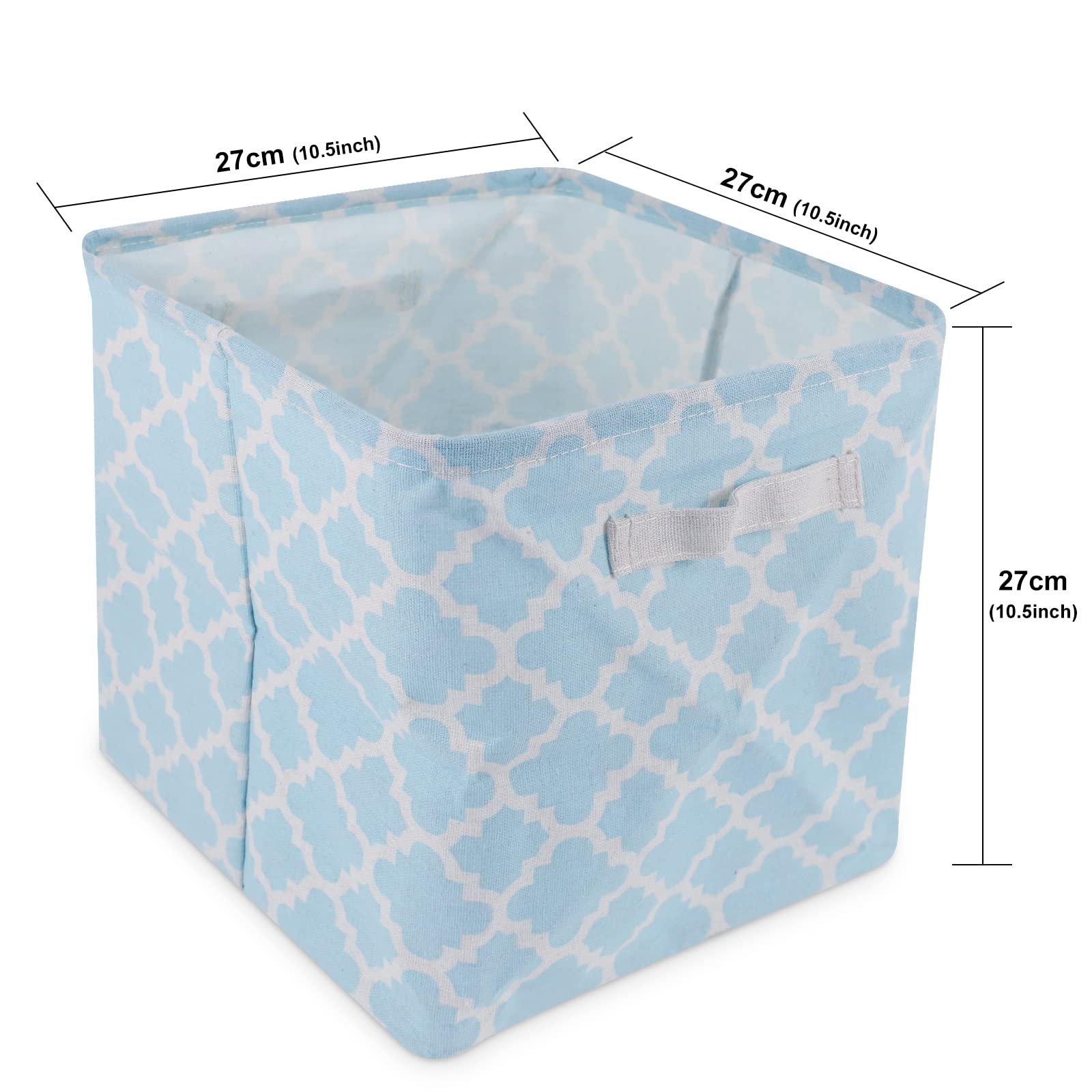 AGRUYO 11x11 Cube Storage Bin Baskets, Collapsible Canvas Nursery Bins with Handles, Cube Fabric Storage Boxes for Kids' Toy, Laundry, Clothing, Books, 6 Pack, Baby Blue