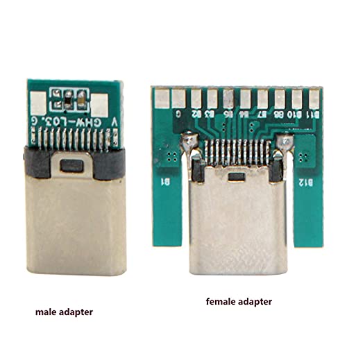 chenyang USB C DIY Connector USB 3.1 Type C 24Pin Male Plug & Female Socket Port Repair Replacement Solder Adapter with PCB Board