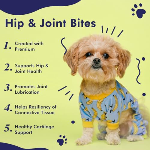 AHALEA Mobility Bites Dog Joint Supplement - Hip and Joint Chews for Dogs - Pet Products with Glucosamine, Chondroitin, & MSM + Vitamins C and E for Dog Joint Relief 60 ct