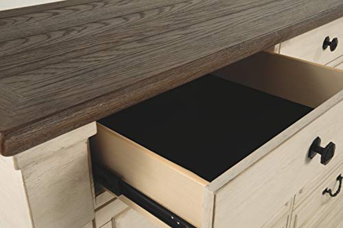 Signature Design by Ashley Bolanburg Farmhouse 9 Drawer Dresser with Dovetail Construction, Antique White, Weathered Gray