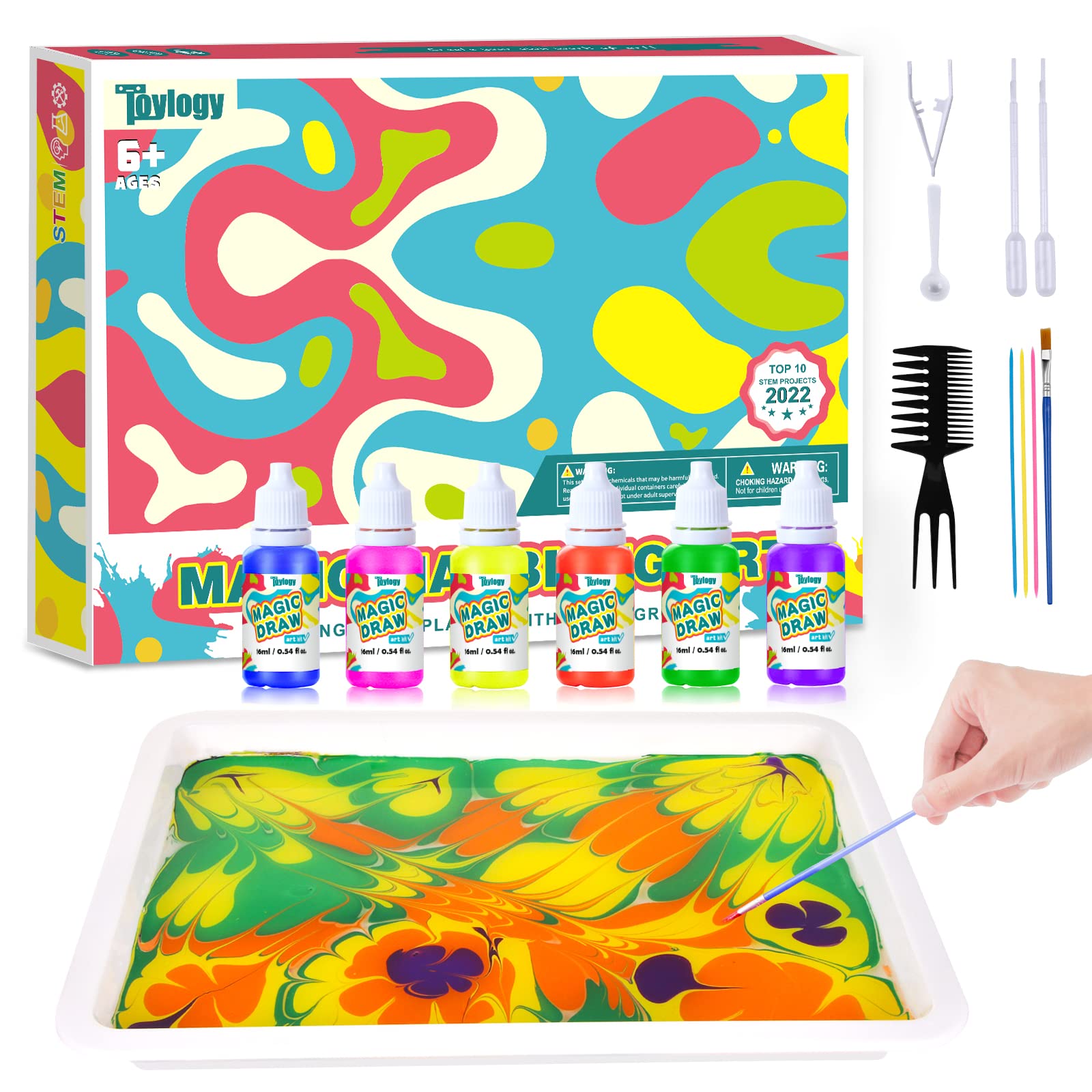 Toylogy Marbling Paint Art Kit for Kids Art and Crafts for Kids Ages 6-12 Craft Kits for Girls & Boys Gift Ideas for Kids Activities Age 4 5 6 7 8 9 10 Year Old Girls Gift