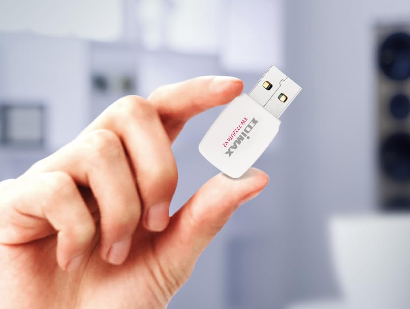Edimax Wi-Fi 4 802.11n Mini USB Adapter, Works with Raspberry Pi, Wireless N300 Dongle, 300Mbps throughput, Auto-Power Adjustment for energy saving, Win 10 Plug-n-Play, Mac OS, Linux, EW-7722UTn V2