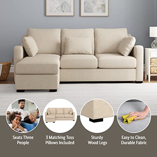 Hillsdale York Upholstered Modern Sectional Sofa Fabric Couch, Sand