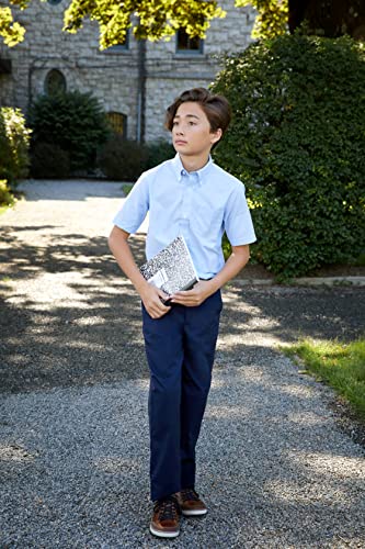 French Toast Boys' Toddler Short Sleeve Oxford Dress Shirt (Standard & Husky), Light Blue, 3T