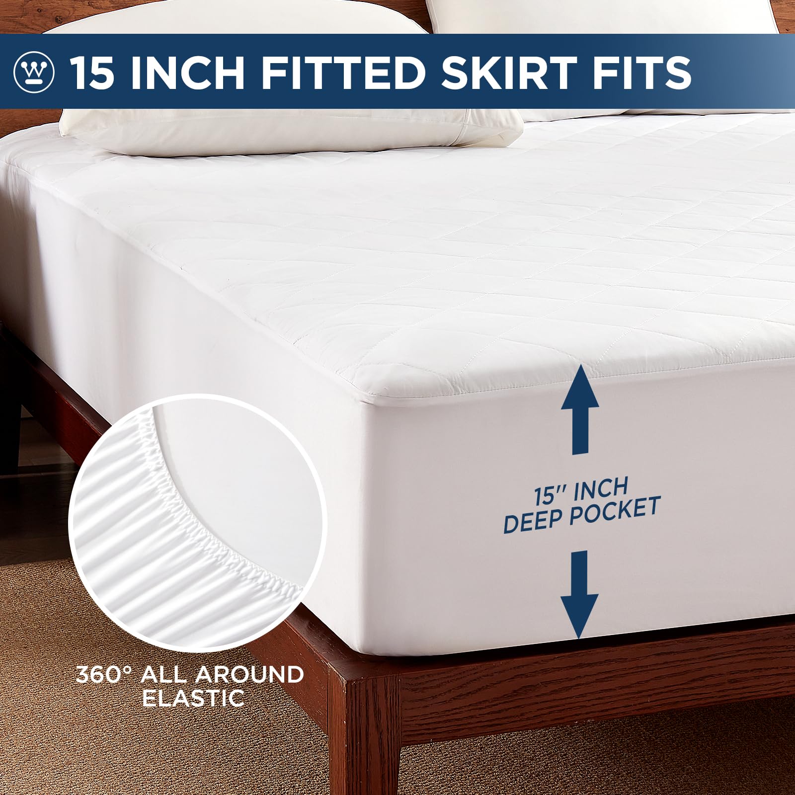 Westinghouse Full Size Heated Mattress Pad, Bed Warmer Electric Mattress Cover with 10 Heat Settings Dual Controller, 1-12H Auto Shut Off, Fit Up to 15" Deep Pocket, 54x75 Inch