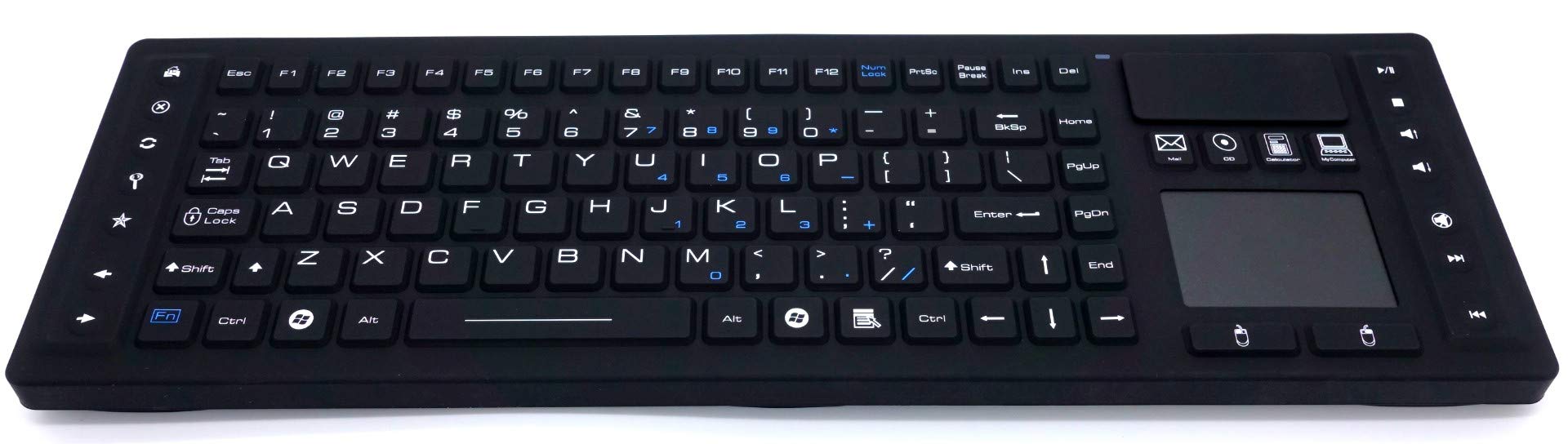DSI RF Wireless Keyboard with Touchpad IP67 Waterproof Silicone Black TBK104