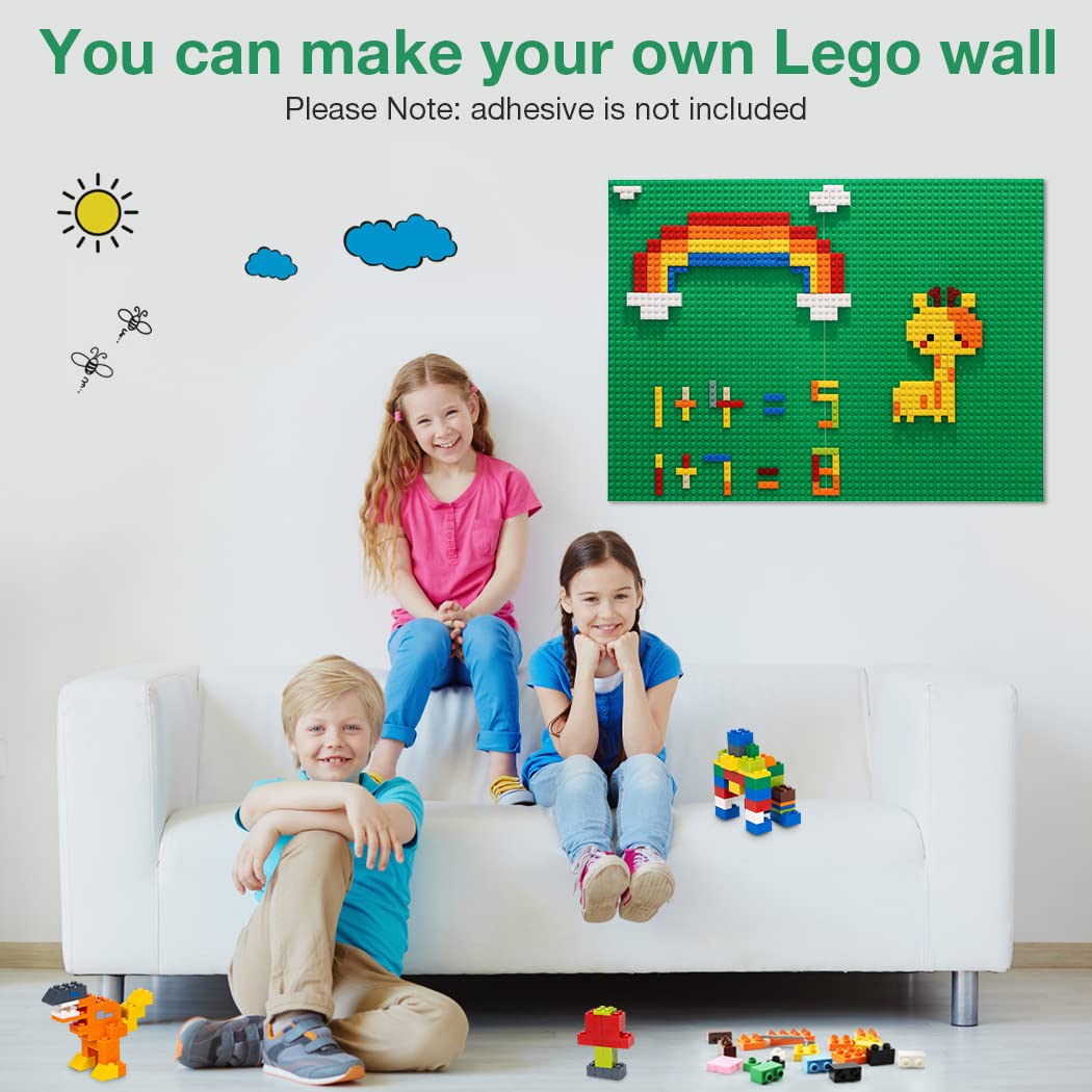 Lekebaby Classic Baseplates 10 x 15 in for Building Bricks 100% Compatible with All Major Brands-Baseplate, Playing and Displaying Creations, Building Base Accessory for Kids and Adults 2 Pack(Green)
