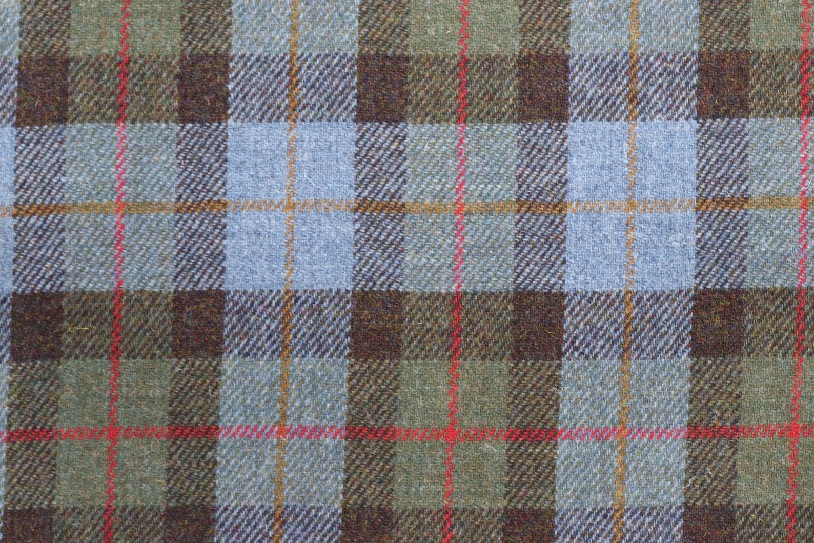 Traditional Harris Tweed MacLeod Tartan Pure Wool Woven Fabric with Authenticity Labels (Blue and Green, 100 x 75cm)