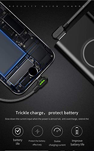 USB 90 Degree Right Angle Design Gaming LED Nylon Braided Sync Charge Double Size USB Reversible Data 6FT/1.8M Cable Compatible New Phone/Pad/Pod (3 Pack Black, 6FT)
